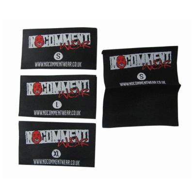 China Custom Woven Clothing Labels Heat Cut Border No Shrink 100% Polyester for sale