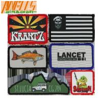 China Custom Sublimation Heat Transfer Patch Twill Fabric Dye Sublimation PMS Embroidered Iron On 100pcs MOQ for sale