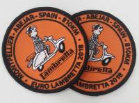China Twill Embossed Iron On Embroidery Patch 12C 3d Badges Merrow Border for sale