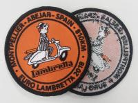 China Twill Embossed Iron On Embroidery Patch 12C 3d Badges Merrow Border for sale