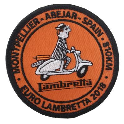 China Twill Embossed Iron On Embroidery Patch 12C 3d Badges Merrow Border for sale