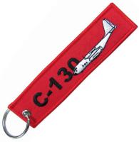 China Warplane 125×25mm Embroidered Keychains Merrow Border With Metal Ring for sale