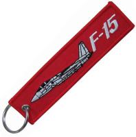 China Warplane 125×25mm Embroidered Keychains Merrow Border With Metal Ring for sale