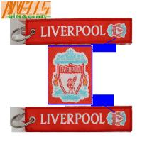 China 130×30mm Custom Woven Keychain PMS Simple Chart With Big Ring for sale