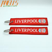 China 130×30mm Custom Woven Keychain PMS Simple Chart With Big Ring for sale