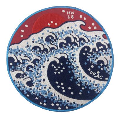 China Custom Woven Chenille 3D Logo Patch Hat Embroidered Merrow Border 85mm for Clothing for sale