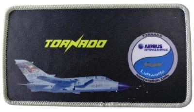China Custom Dye Sublimation Heat Transfer Patch PMS Color Merrowed Border 100pcs MOQ for sale