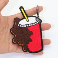 China Custom PMS Color Chenille Keychains with Embroidery Logo Key Rings 50pcs MOQ for sale