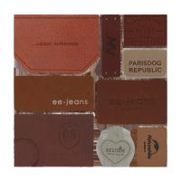 China Custom Faux Leather Labels PMS Color Vegan Merrow Border for Clothing Handbag Tagger 100 PCS for sale