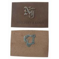China Custom Embossed Leather Patch Label for Jeans Hot Stamped Velcro Sew On 50pcs MOQ for sale