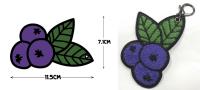 China Custom Embroidered Fruit Chenille Patches Keychain PMS Color Heat Cut Border 50pcs MOQ for sale