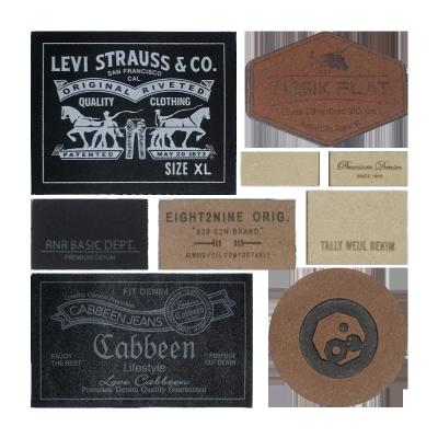 China Custom Embossed PU Fake Leather Label Patch 2mm Thick for Hat Clothing Bag for sale