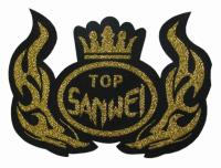 China Custom Embroidered Woven Patches 12C Merrowed Border Metallic Pantone Sew On for sale