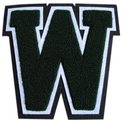 China Custom Chenille Patches Non Toxic Eco Friendly PMS Letters Iron On Embroidered 3D for sale