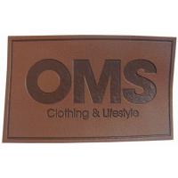 China Custom Twill Embossed Leather Labels Merrow Border Washable for Clothing Jeans 100pcs MOQ for sale