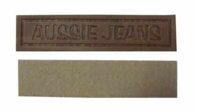 China Custom Embossed Logo Split Leather Patch Merrow Border 9C for Bags Durable Washable for sale