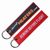 China Custom Woven Key Ring Keychain 130x30mm Merrowed Border Split Ring Promotional for sale
