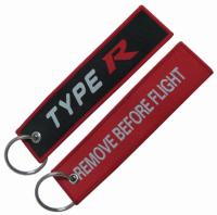 China Custom Woven Key Ring Keychain 130x30mm Merrowed Border Split Ring Promotional for sale