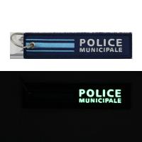 China Twill Material Custom Embroidered Keychain Glow In Dark Merrowed Border PMS for sale