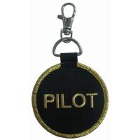 China Custom Embroidered Keychain 130x30mm Merrow Border Twill Felt Hang Tag for Luggage Clothing for sale