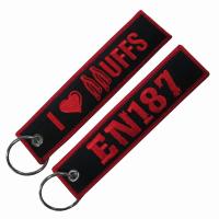 China Custom Fabric Embroidered Keychain Promotional Gifts 2mm Thickness Pantone Color Washable for sale