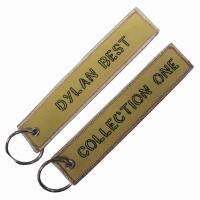 China Custom Fabric Embroidered Keychain Promotional Gifts 2mm Thickness Pantone Color Washable for sale