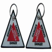 China Custom Fabric Embroidered Keychain Promotional Gifts 2mm Thickness Pantone Color Washable for sale