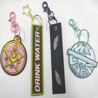 China Custom Fabric Embroidered Keychain Promotional Gifts 2mm Thickness Pantone Color Washable for sale