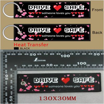 China Custom Sublimation Keychain 13x3cm Washable Dye Sublimation Patch with Metal Ring for sale