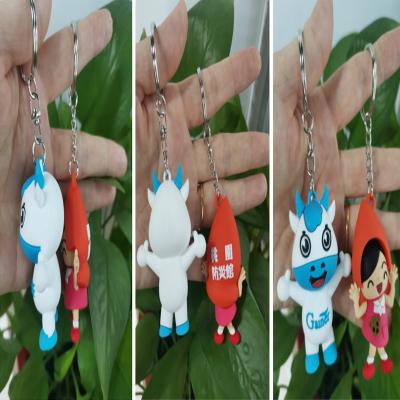 China Custom 3D PVC Soft Keychain Flat Backing Pantone Colors Flexible Promotional Gift for sale