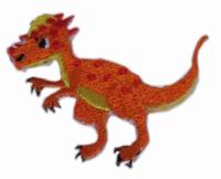 China PMS Pantone Iron On Embroidery Patch Dinosaur Logo Dry Cleanable 9C for sale