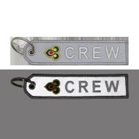 China Custom Embroidered Keychain 130x30mm Pilot Luggage Tag Beryl Label Flight Keychain for sale