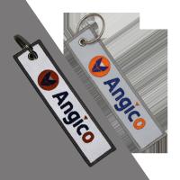 China Custom Embroidered Keychain 130x30mm Pilot Luggage Tag Beryl Label Flight Keychain for sale
