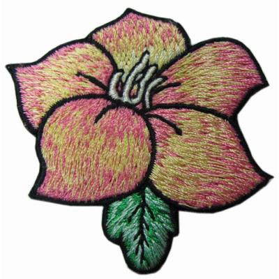 China 12C Flowers Embroidered Patch Sticker Pantone Dry Cleanable For Jacket for sale