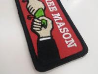 China 12C Handshake Embroidered Badge Patches Pantone Washable Offset Printing for sale
