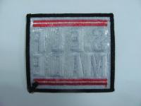 China Self Made Personalised Embroidery Patch Heat Seal Backing Merrow Border for sale