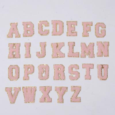 China Custom Chenille Letter Patches Iron On for Towel Embroidery Varsity Alphabet 9 Colors for sale