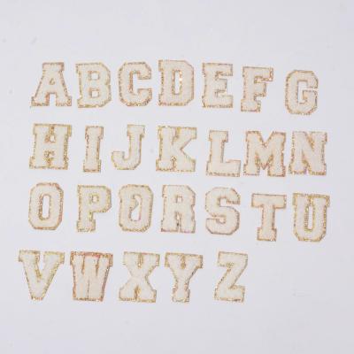 China Custom Chenille Letter Patches 26 Alphabets Iron On Self Adhesive Embroidery 0.8mm 3.5mm for sale