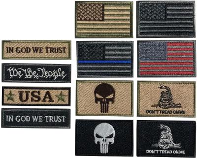 China Custom Embroidered USA Flag Patch Iron On Backing Heat Cut Border 200mm Wide for sale