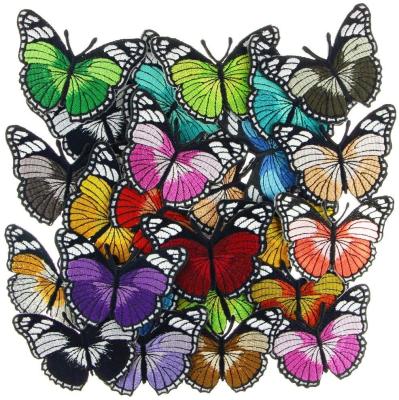 China Custom Embroidered Butterfly Patches Iron On Backing 100pcs MOQ Custom Size for sale