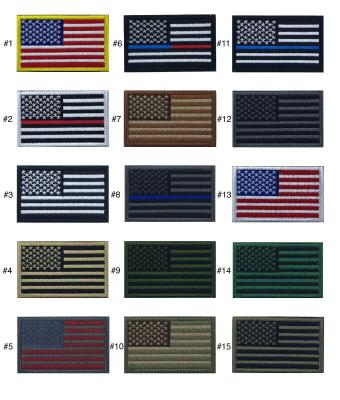 China Custom Embroidered American Flag Patch 2x3 Inch Hook and Loop Backing Twill Fabric Merrow Border for sale