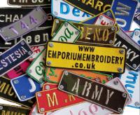 China Personalised Embroidered Name Patches Sew Iron On Hook Loop Badge for sale