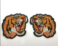 China Merrow Border Embroidered Tiger Patch Twill Fabric Iron On Applique Patch for sale