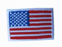 China Custom Embroidered Iron On Patch US Flag 1 5/8 Inch 5 Colors White Border for sale