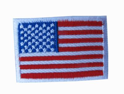 China Custom Embroidered Iron On Patch US Flag 1 5/8 Inch 5 Colors White Border for sale