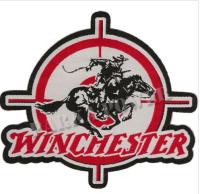 China Winchester Iron On Embroidered Woven Patch Polyester Pantone Color for sale