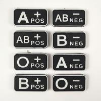 China Custom 3D PVC Blood Type Patch Kit A+ B+ AB+ O+ Positive Negative Rubber Fastener 8 Pack for sale