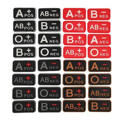 China Custom 3D PVC Rubber Tactical Patch Blood Type Velcro Backing 5x2.8cm for sale