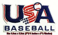 China Custom USA Baseball Sport Embroidery Patches Logo Sew On Clothes 100mm for sale