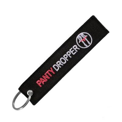 China Custom Embroidery Keychain Key Ring Tag 130x30mm for Motorcycle Scooter Car for sale
